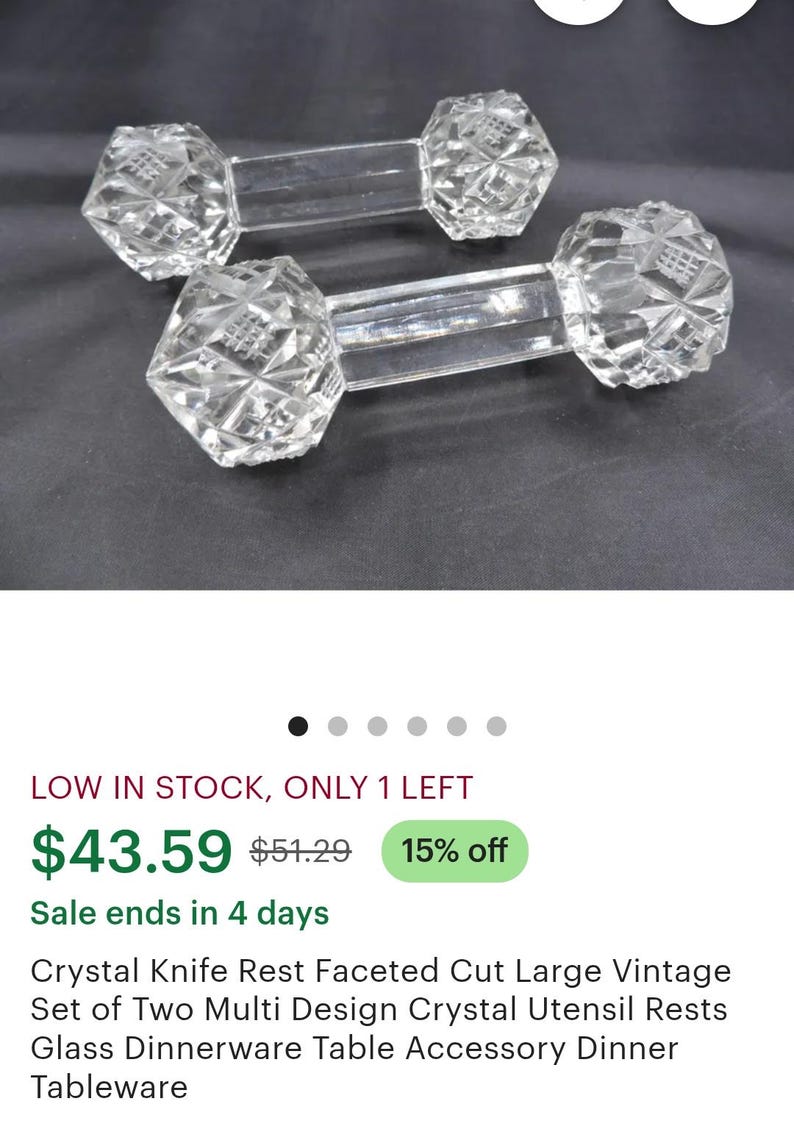 Crystal Knife Rest Faceted Cut Large Vintage Set of 4 Crystal Utensil ...