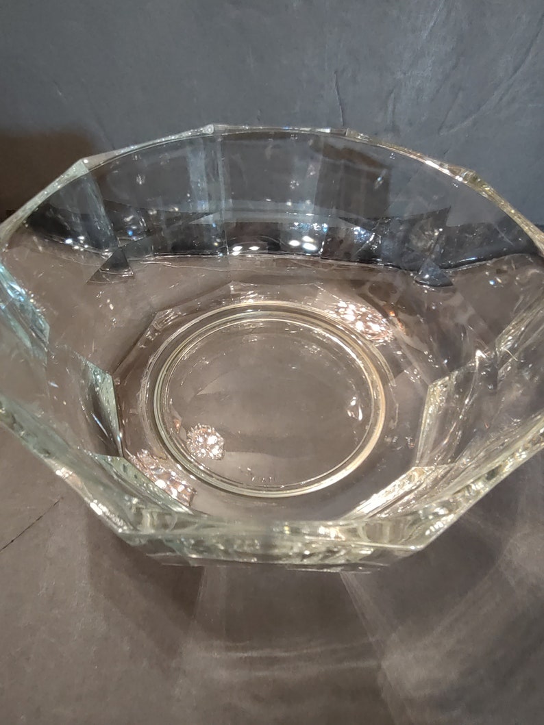 Vintage Crystal Serving Bowl Crystal Octagon Shape Mid Century Modern 4 ...