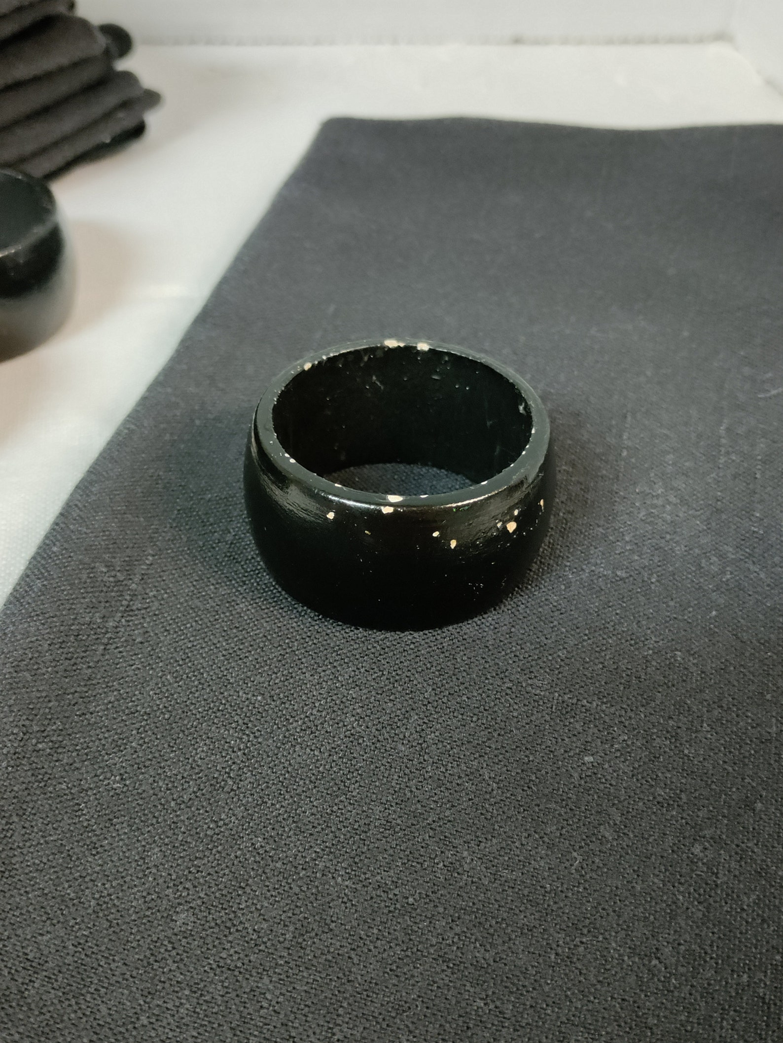 Vintage 8 Black Cloth Napkins and 8 Wooden Black Napkin Rings - Etsy