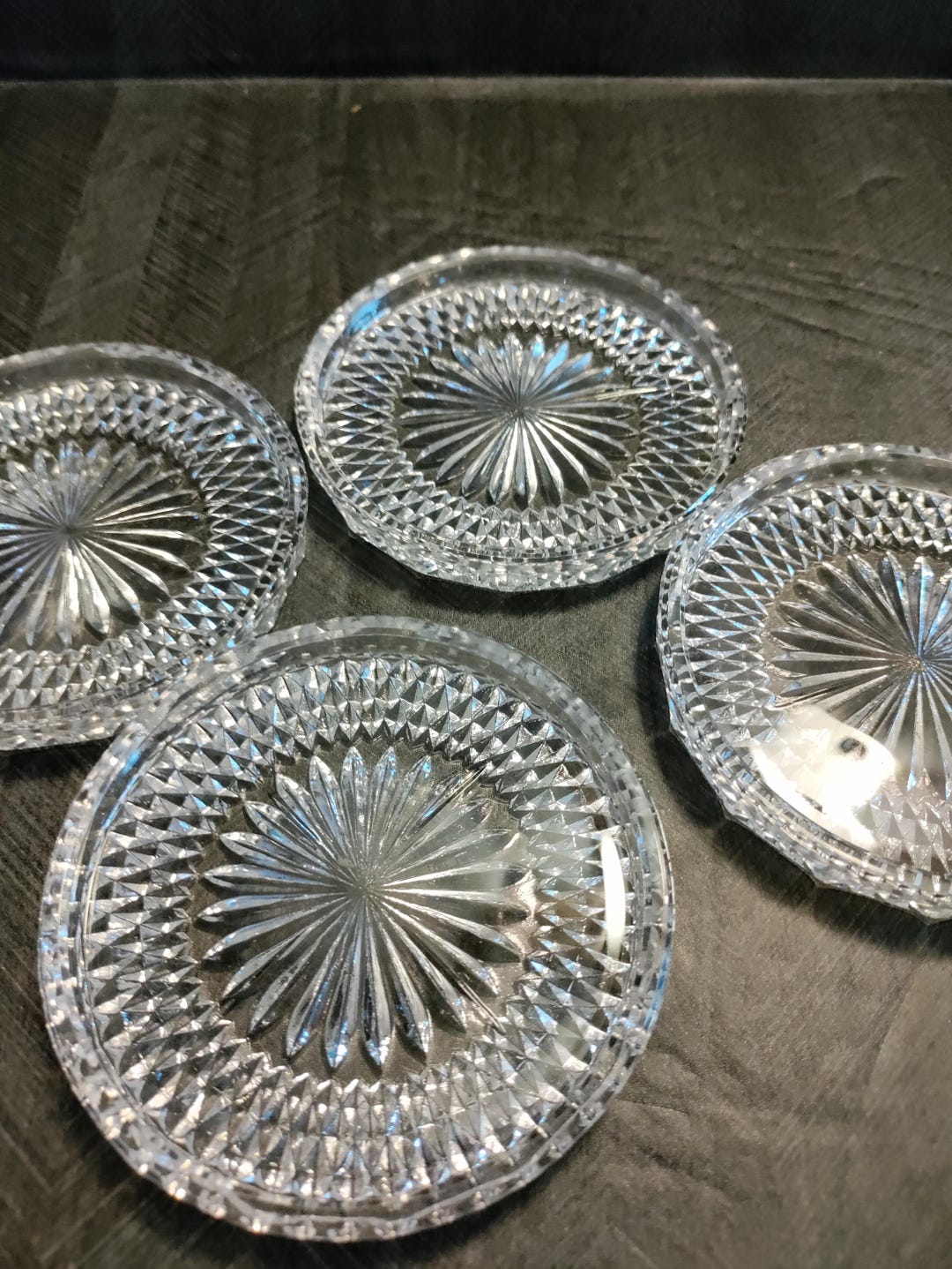 Vintage Western Germany Set of 4 Crystal Coasters by Arabella Round Cut ...
