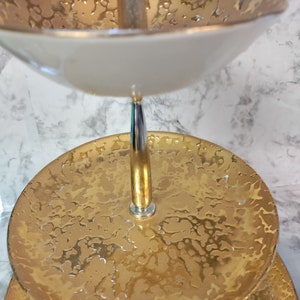Vintage 1940s Weeping Bright Gold 3 Tiered Serving Platter Gold Serving ...