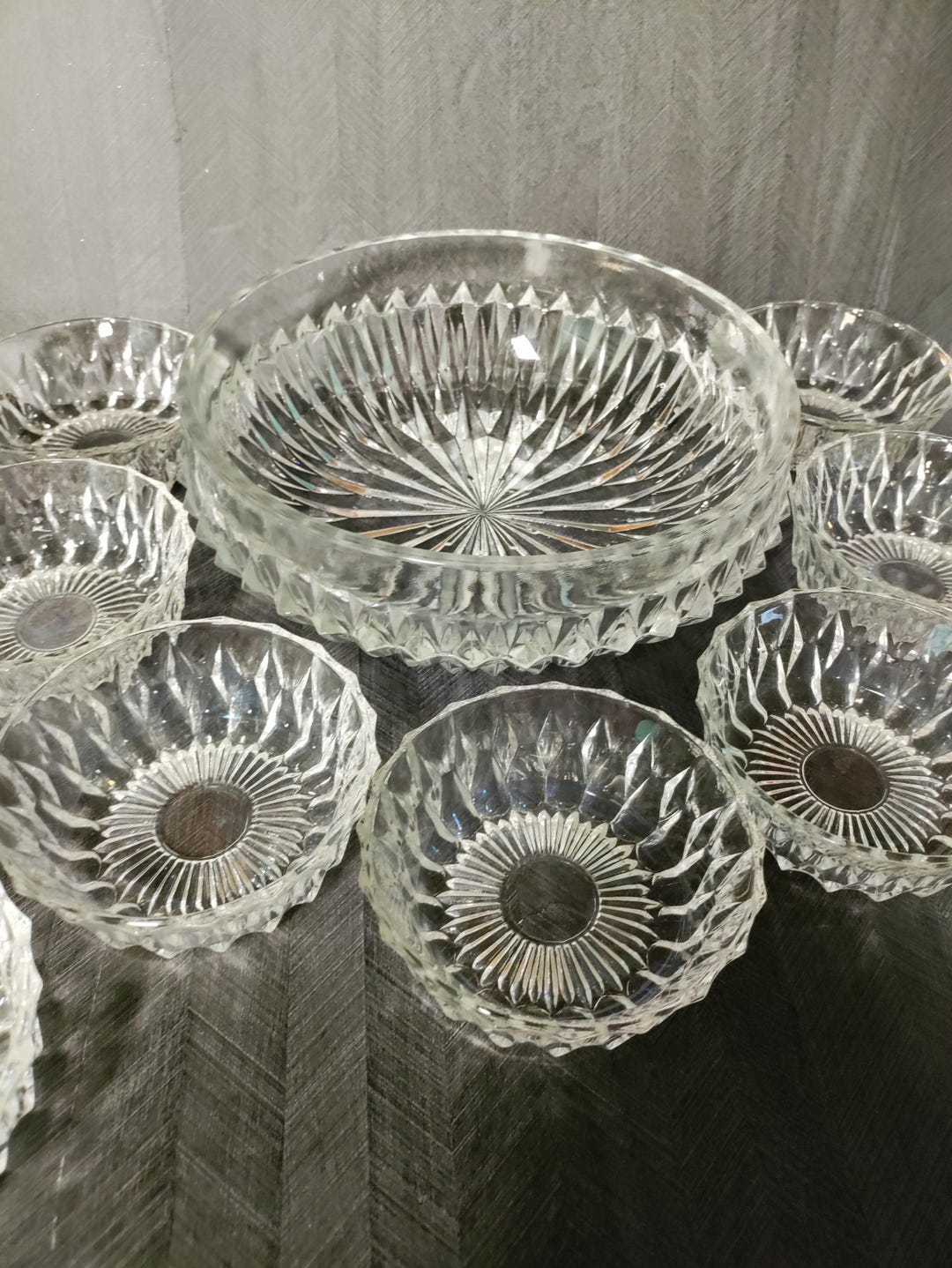 Antique Brilliant Deep Cut Diamond Shaped Crystal Very Heavy Lead Bowl ...