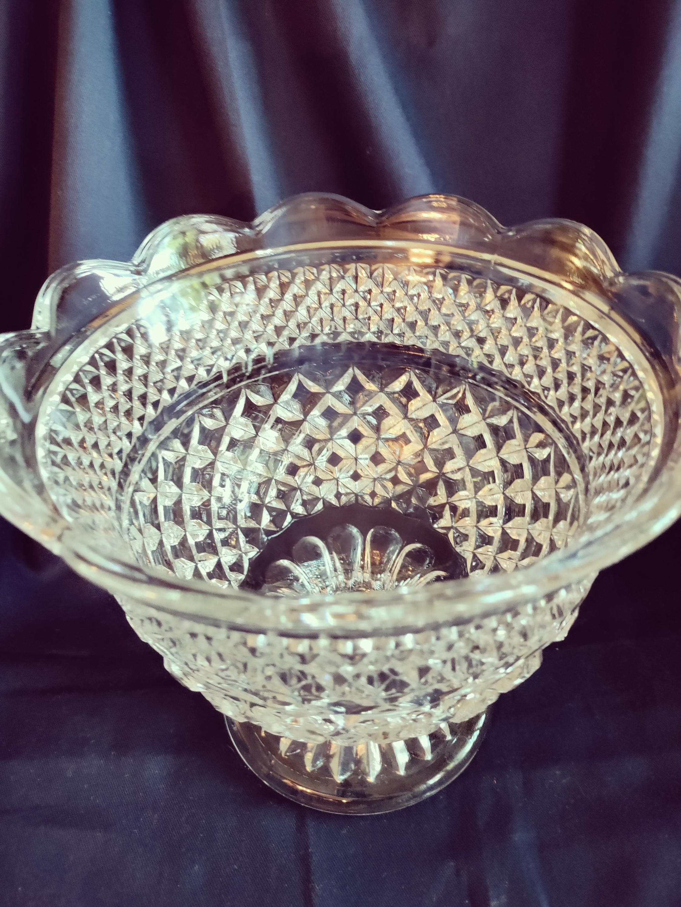 Anchor Hocking Crystal Wexford Glass Centerpiece Footed Bowl Vintage - Etsy