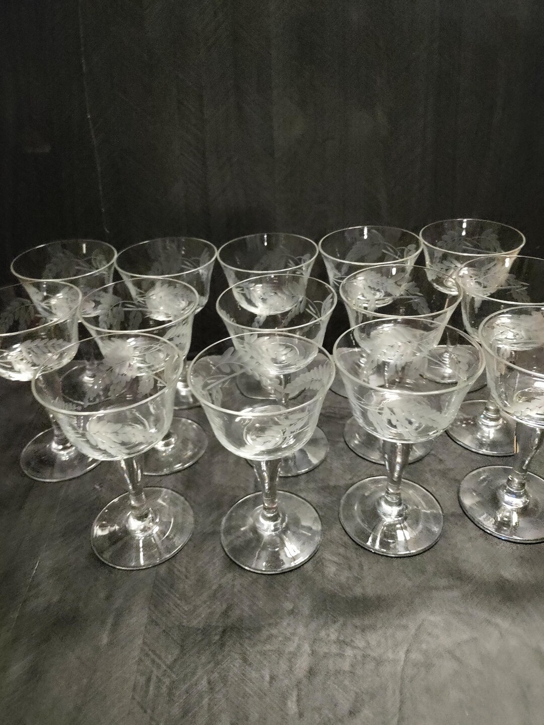 Set of 7 Sasaki Tall Dessert / Cham Crystal Description: Cut Plant ...