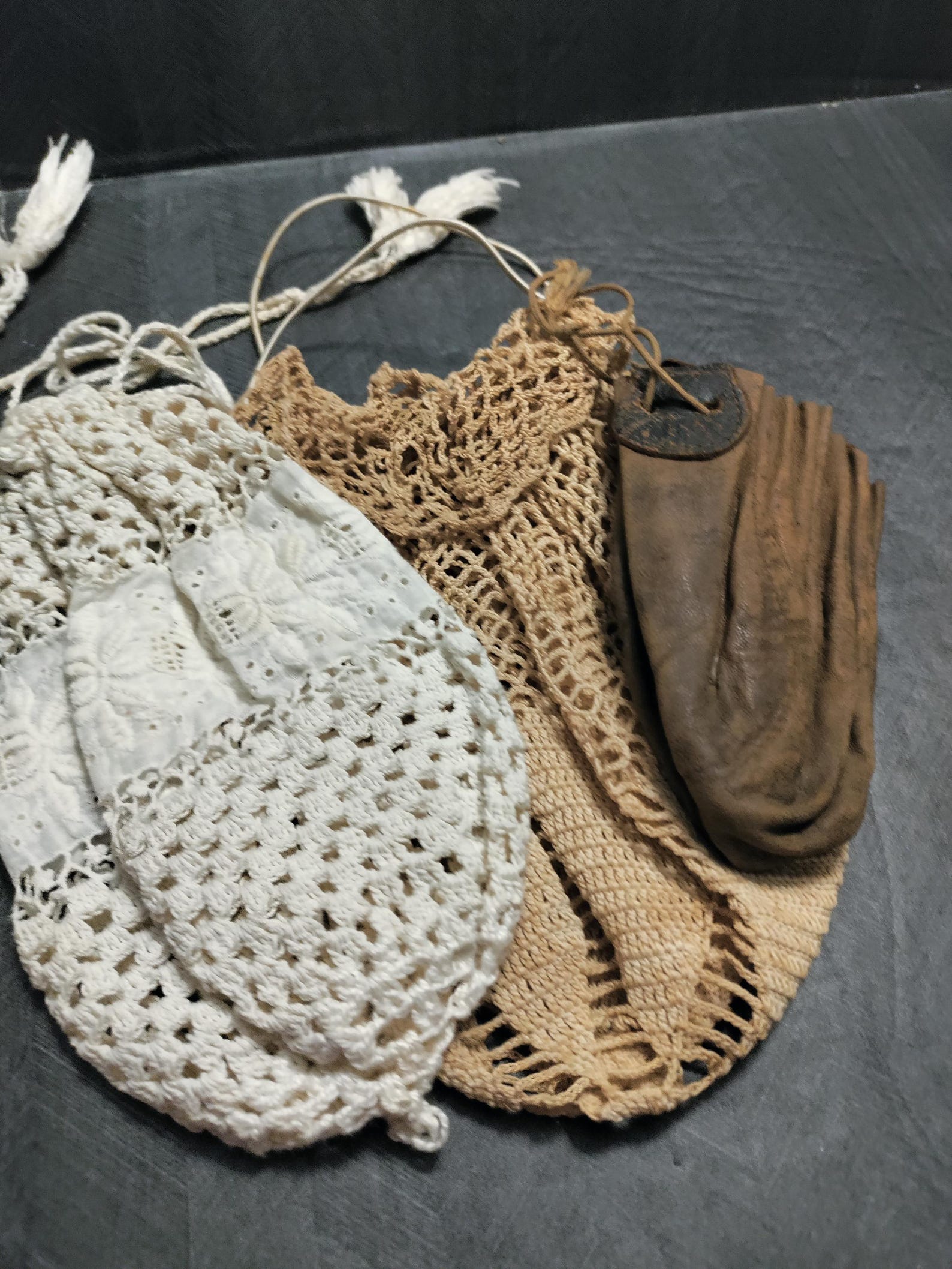 Antique 1920s Crochet Purse, Lot of 2 Bags, Drawstring Bags Plus ...