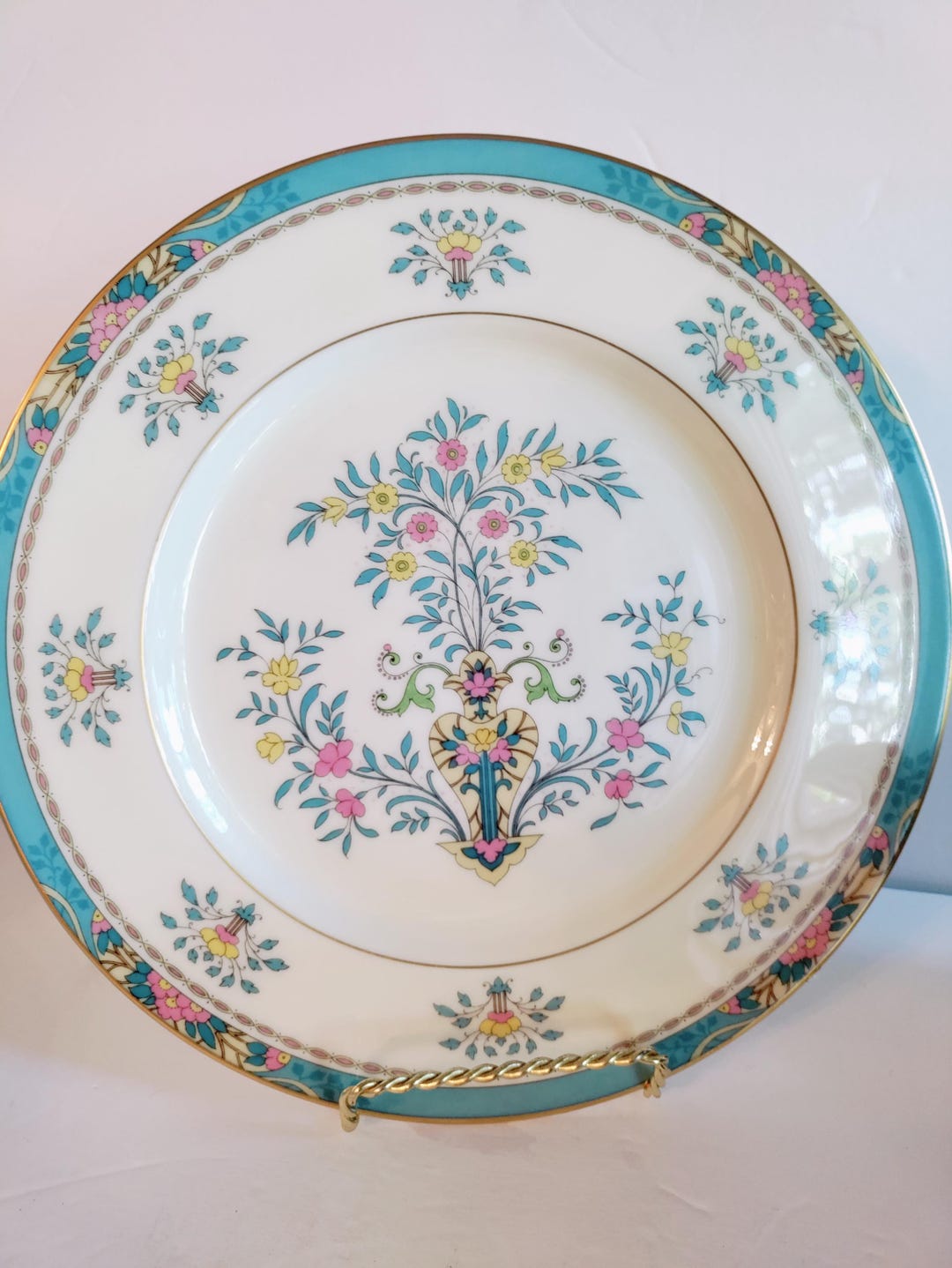 Lenox Blue Tree Gold Gilded 10.5" Dinner Plate Stunning Colors 1975 ...