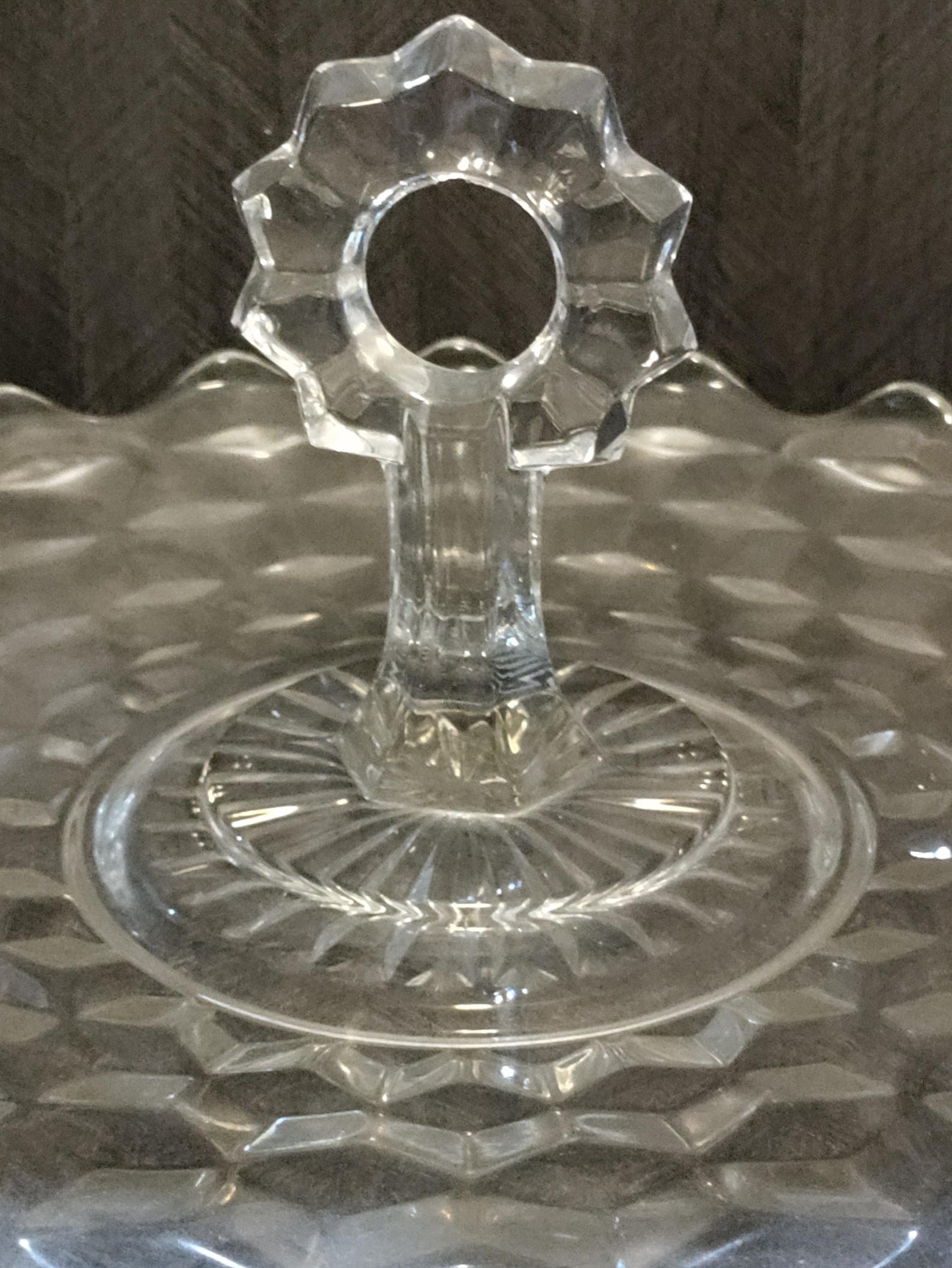 Fostoria American Cube Glass Center Handle Tray Vintage Pastry Cookie ...
