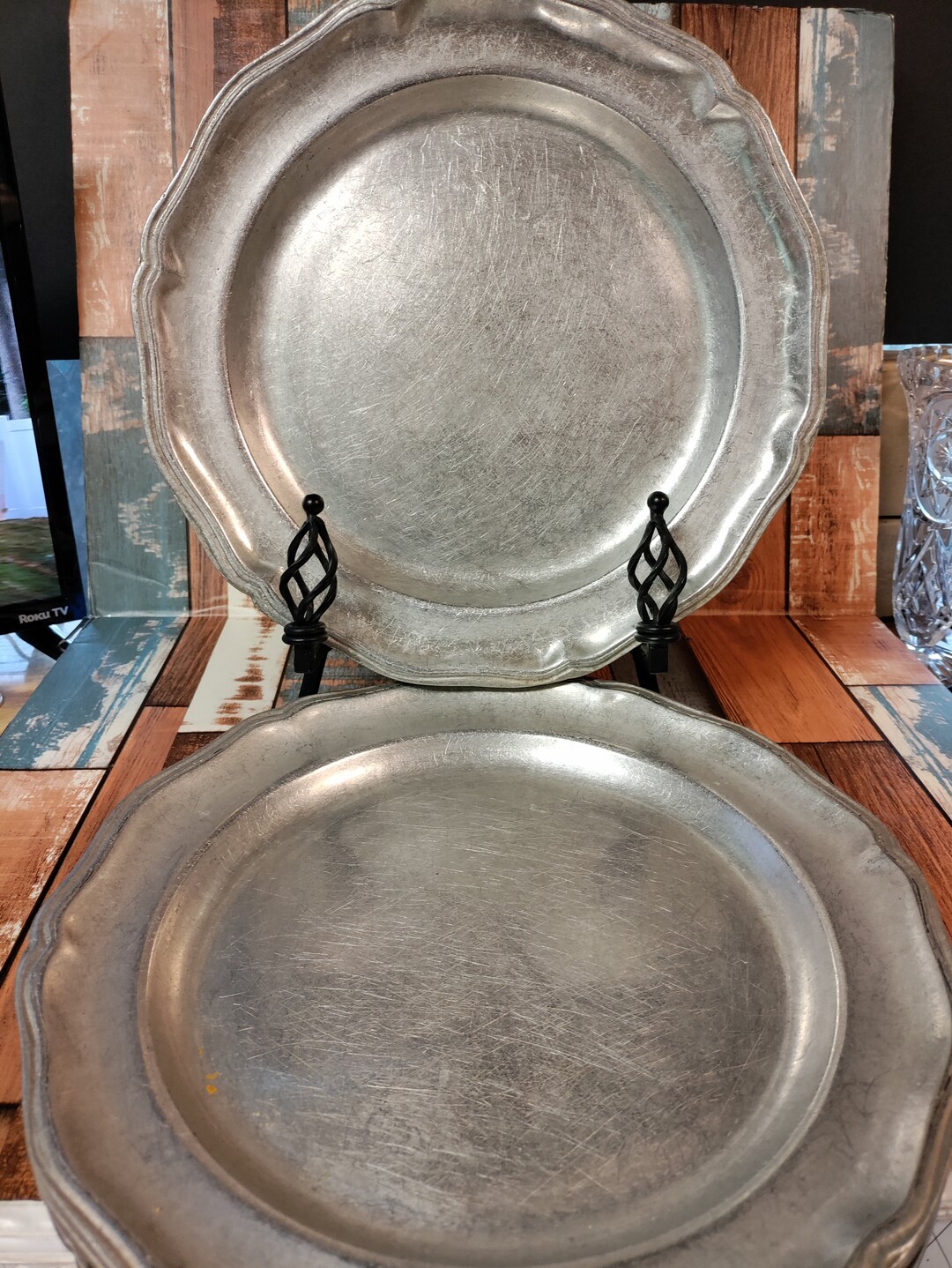 6 Wilton RWP Armetale 10.5 Inch Plate in the Queen Anne Pattern Pewter ...
