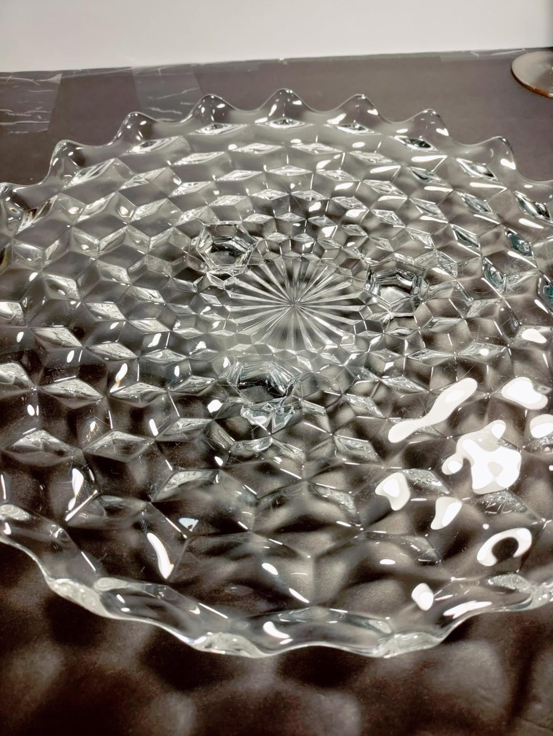 1940s VTG American Fostoria Cake Plate Heavy Pressed Glass Dessert ...