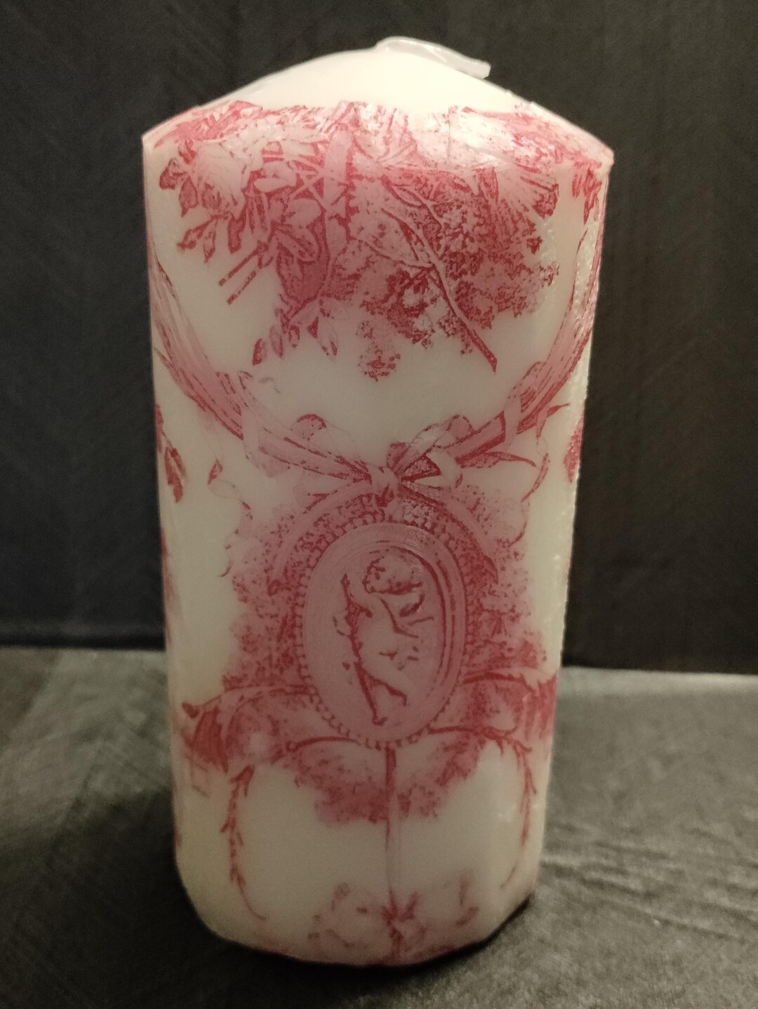 Red Toile China Inspired Pillar Candle 3" Diameter X 6" Tall Not Small ...