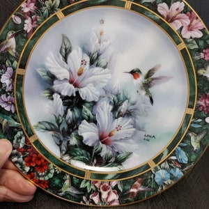 Vintage 8" Lena Liu's Hummingbird Plate Ruby-throated Hummingbird and ...