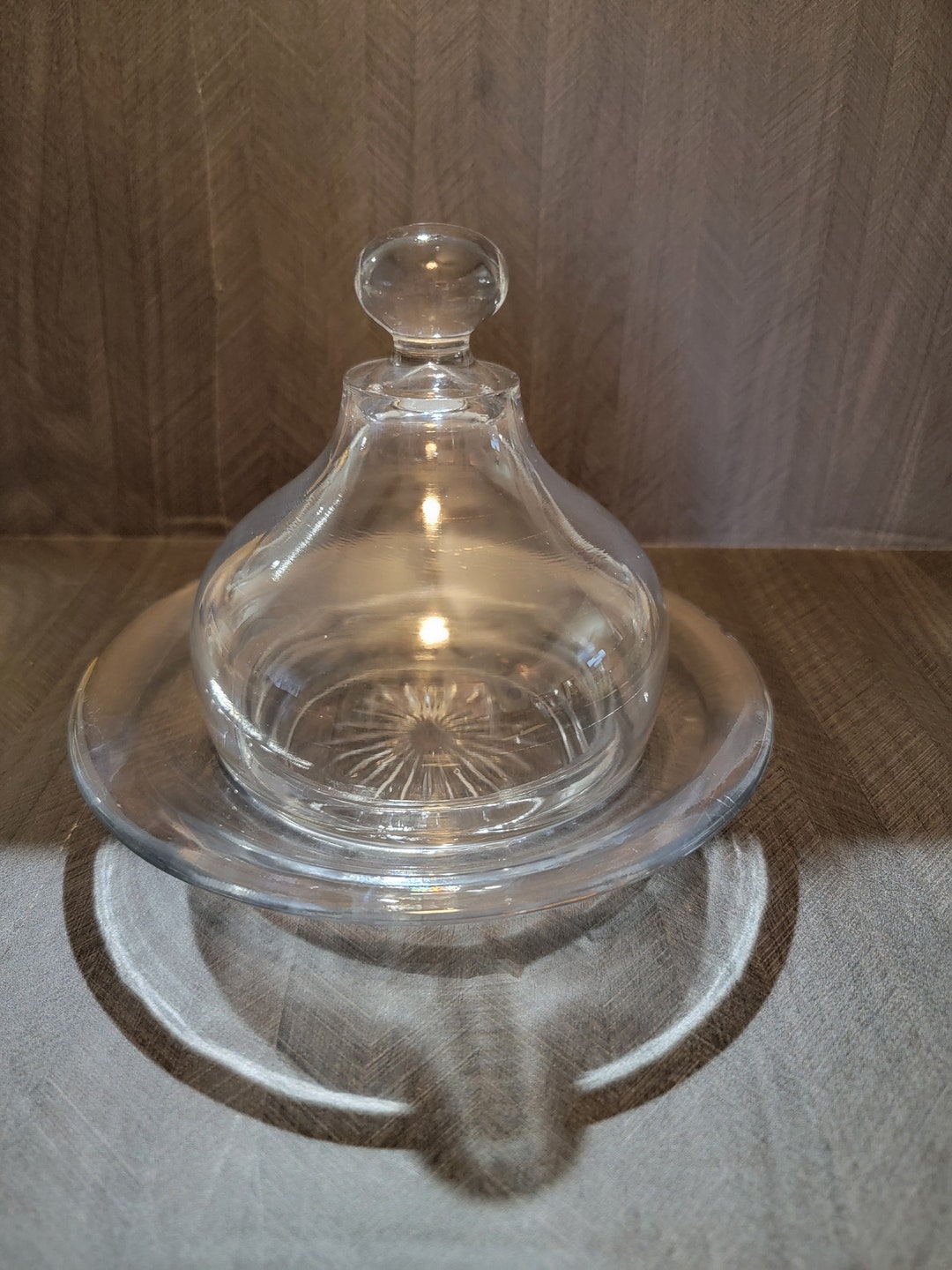 Pressed Glass Base With Lidded Glass Dome 7 Tall, 8 Wide Base Cheese ...