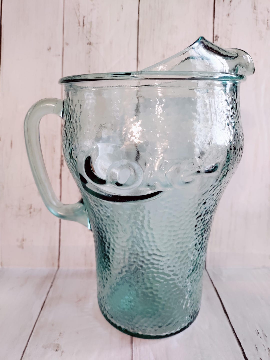 Vintage Retro Indiana Pebble Green Glass Coca-cola Jug Pitcher 64oz ...