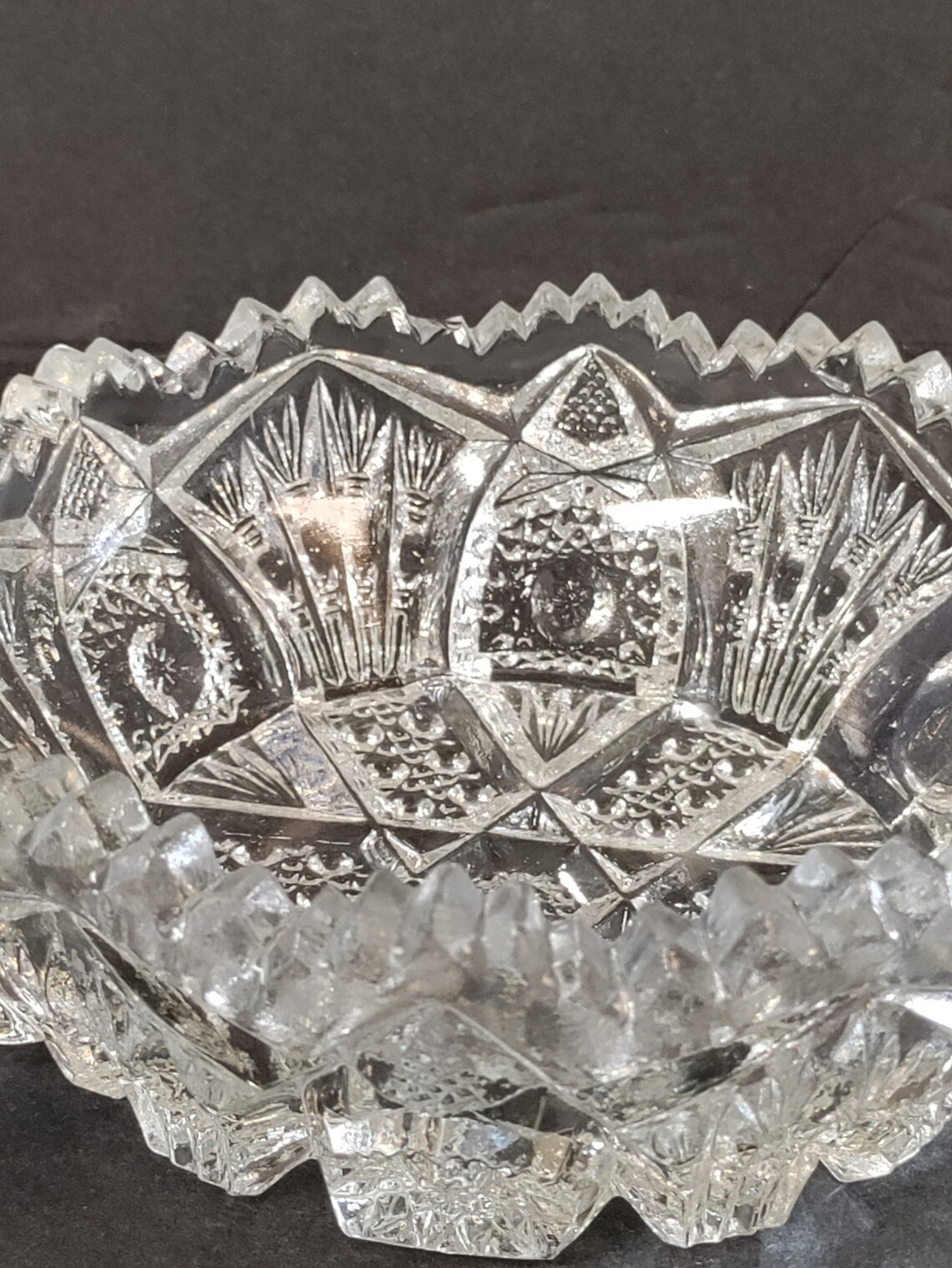 2 Imperial Sawtooth Cut Glass Crystal, Heavy Bowls Dishes Excellent ...