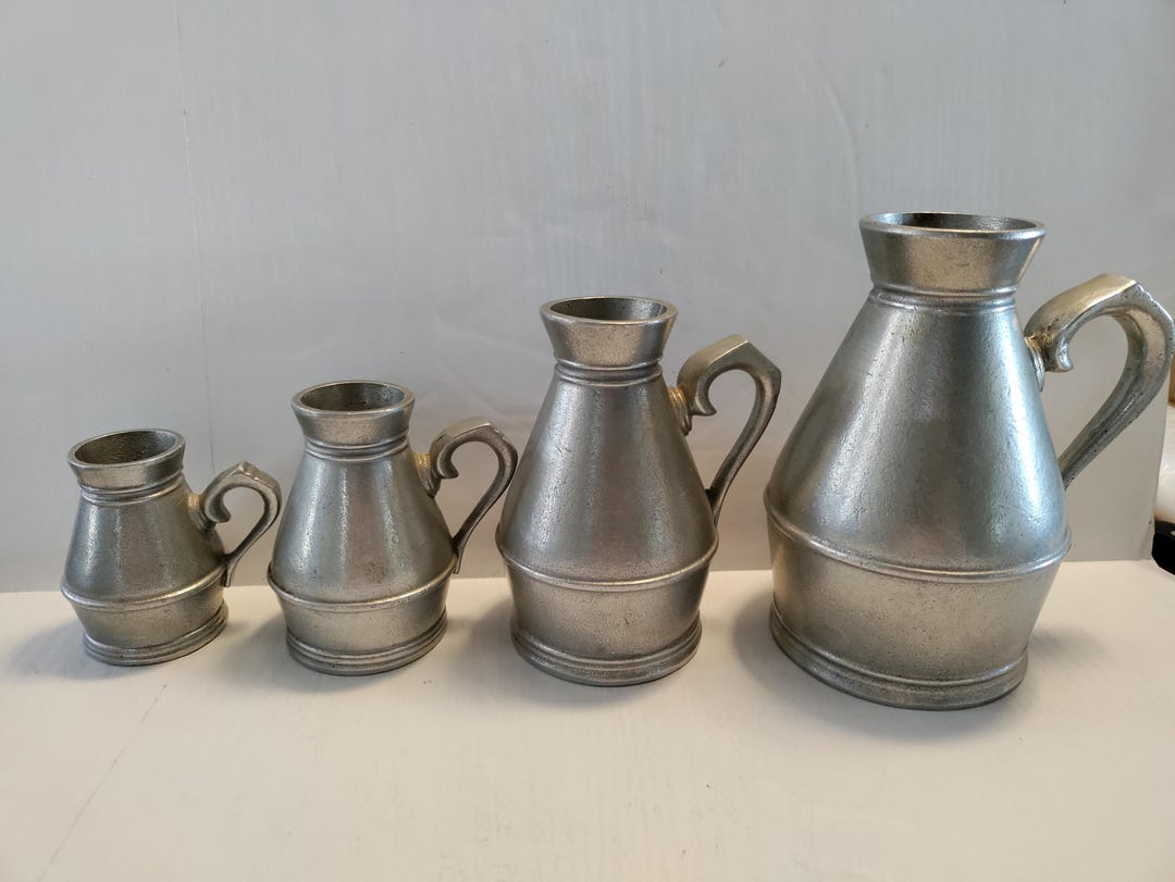 Set of 4 Pewter Ware Nogging Jugs Vintage Pewter Pitcher Collectible ...