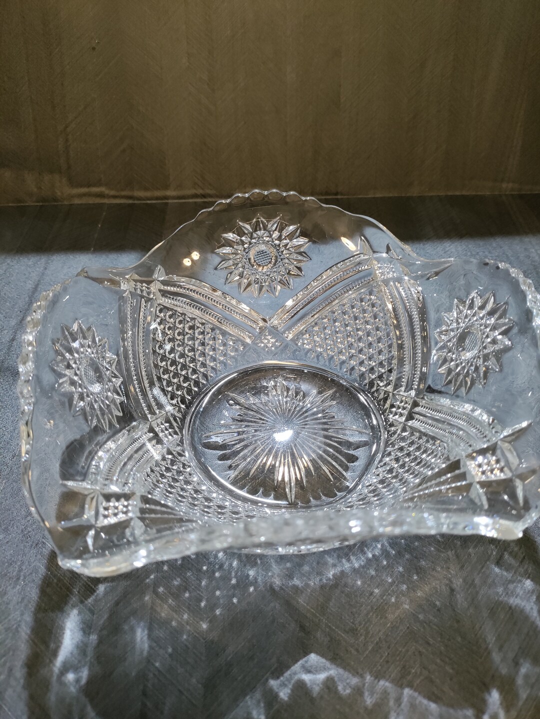 8" Crystal Heavy Bowl Beautifully Cut Piece Crystal Folded Edges - Etsy