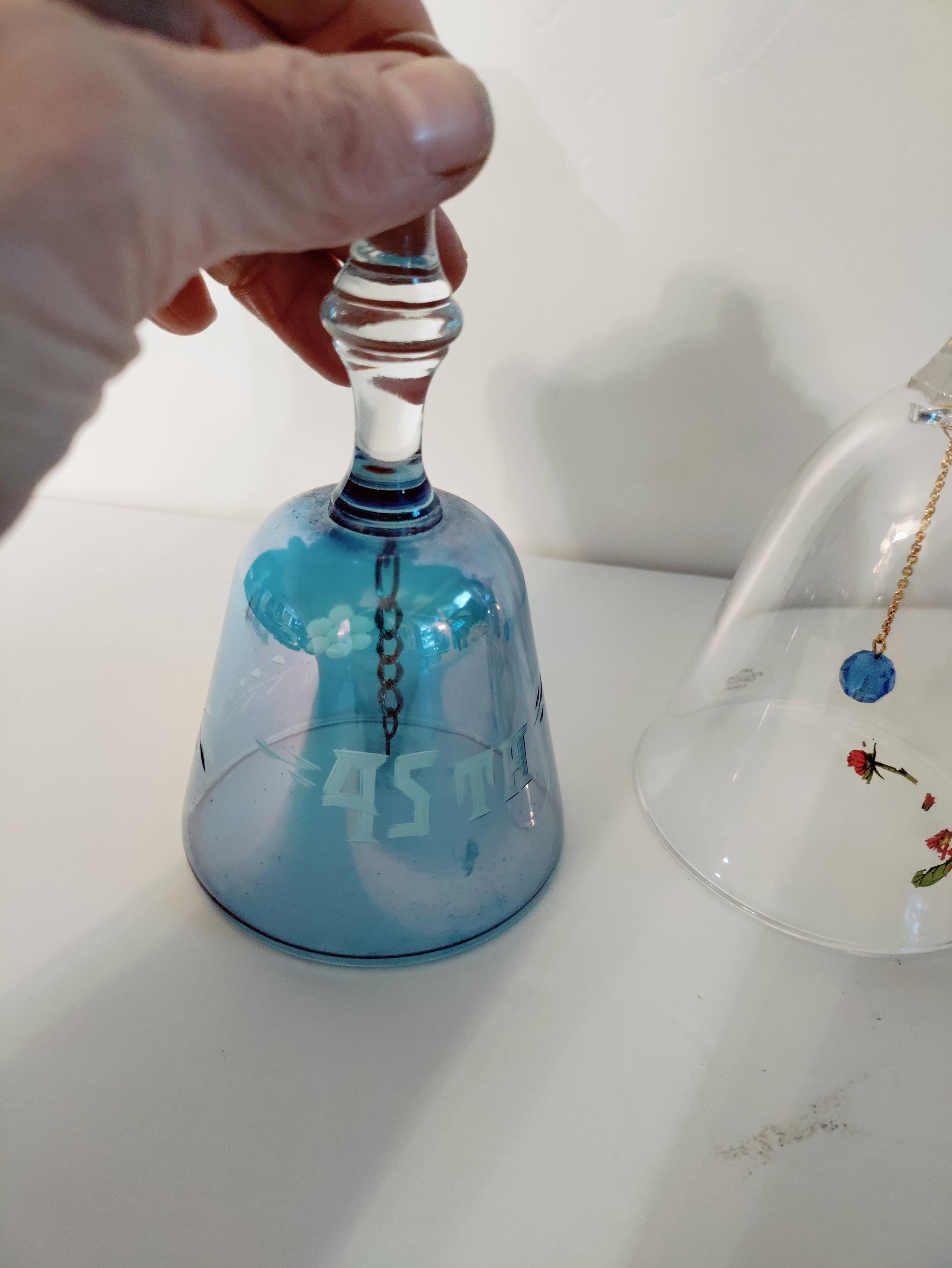 Set of 3 Colored Crystal Bells 5" Plus Excellent Condition Collection ...