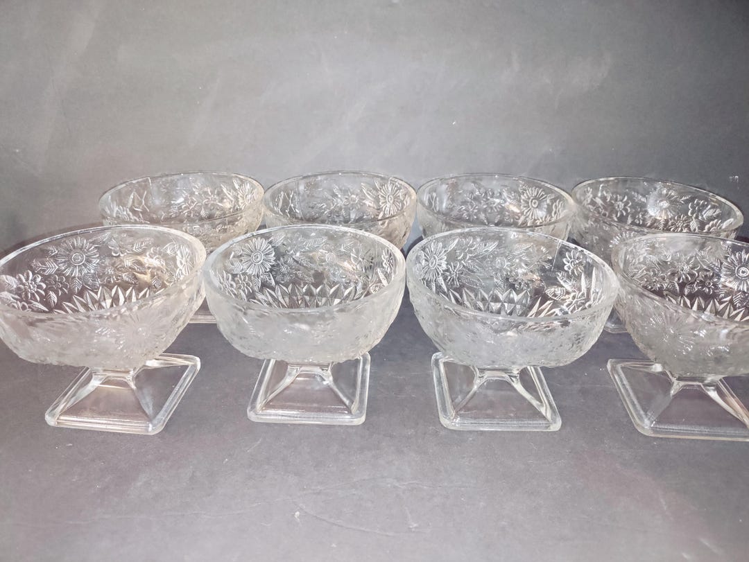 Set of 4 Indiana Glass Sandwich Champagne Tall Sherbert Dessert Glasses ...