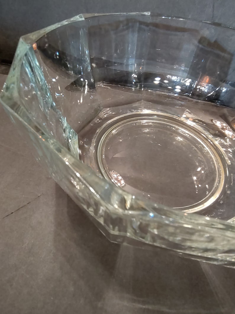 Vintage Crystal Serving Bowl Crystal Octagon Shape Mid Century Modern 4 ...