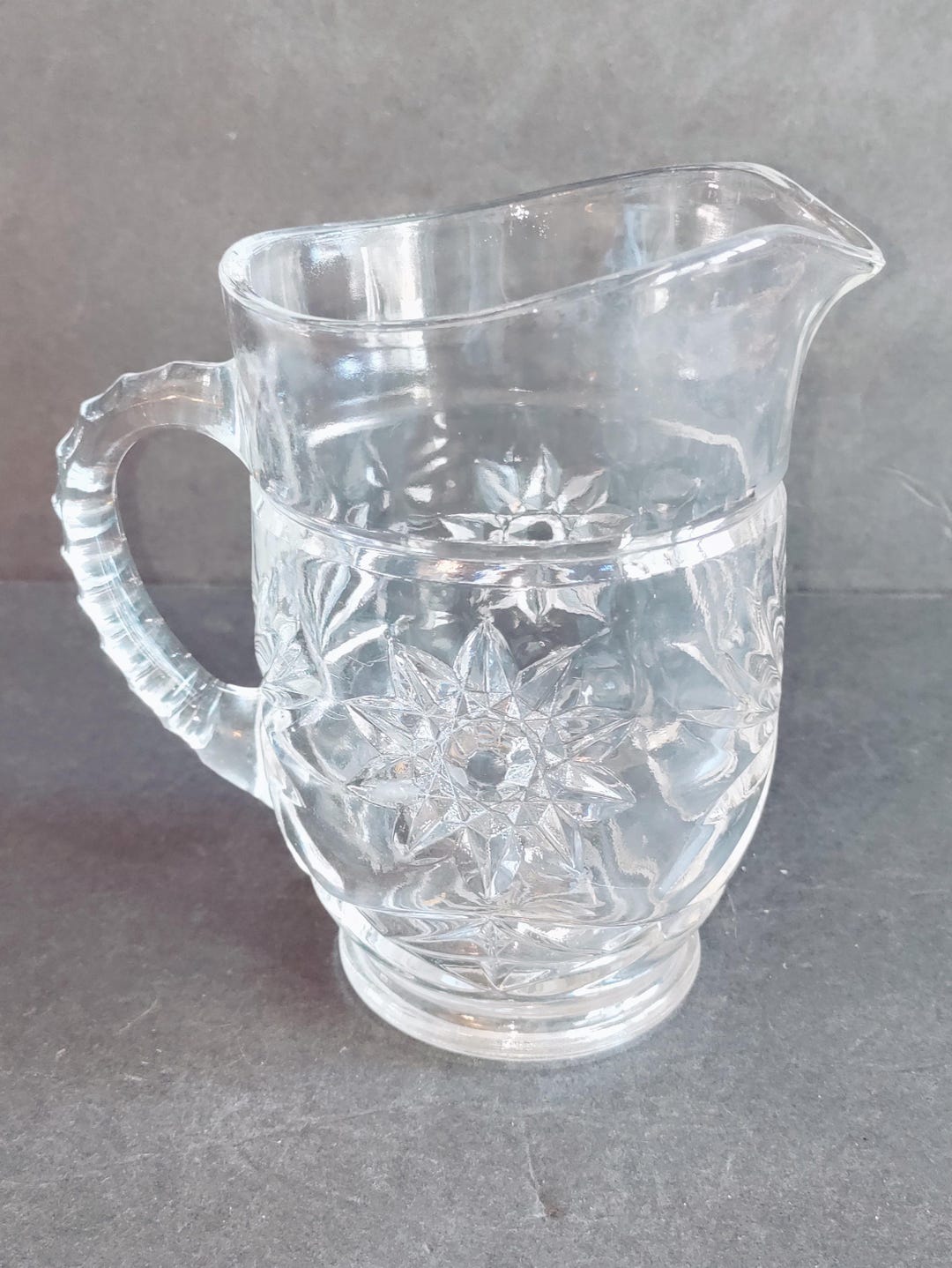Vintage Anchor Hocking Early American Prescut Glass Small Pitcher ...
