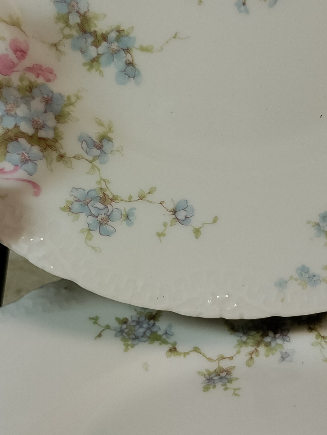 Antique Theodore Laughlin Flower Center China Blue Flowers Pink Scroll ...