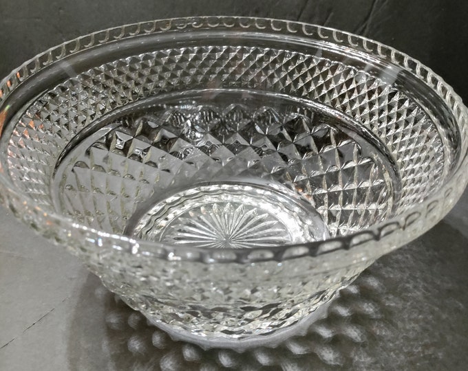 Vintage Mid 1960 Huge Serving Bowl Wexford Diamond Pattern Glass 5hx9 ...