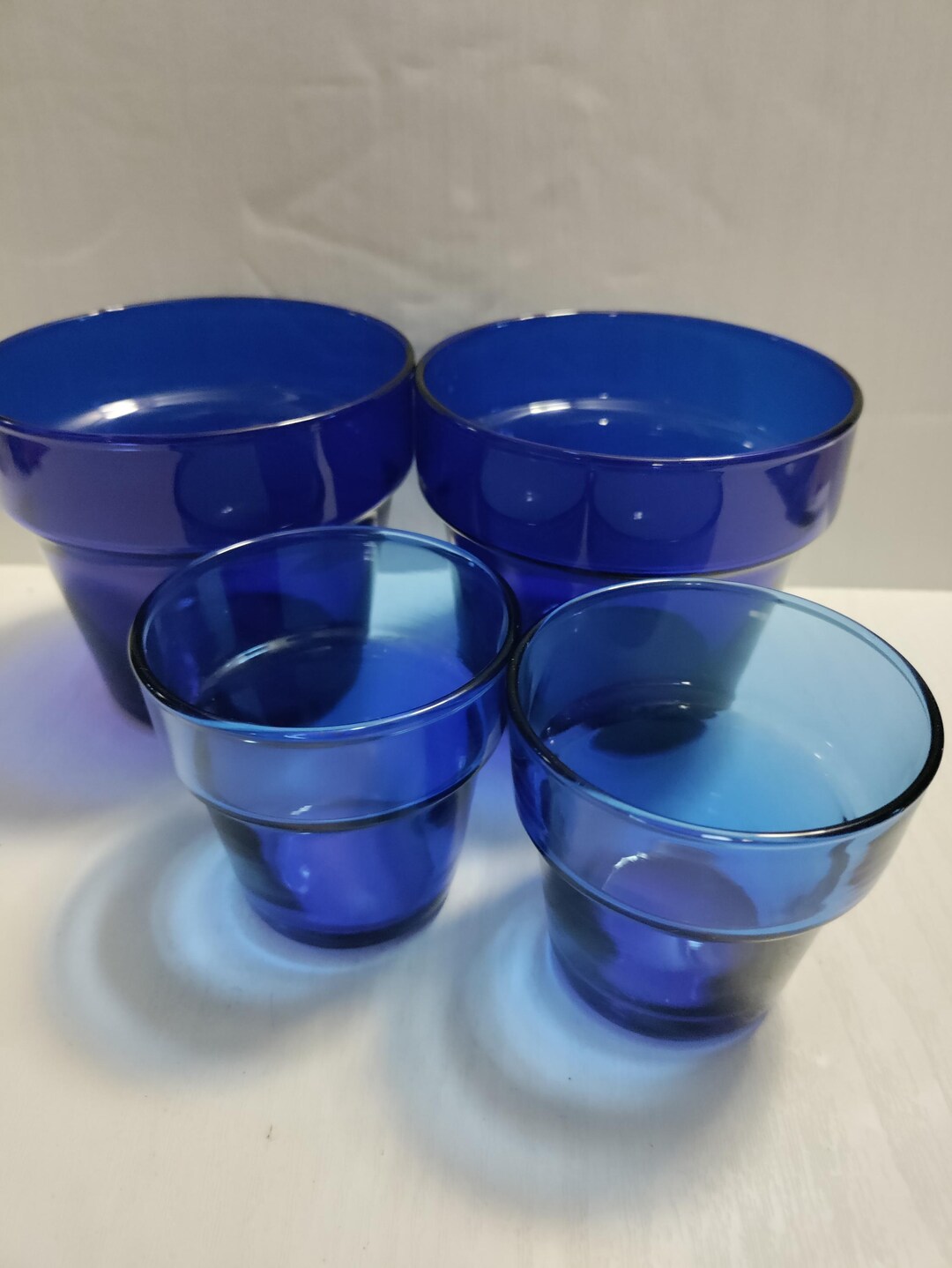 Vintage Cobalt Blue Glass Planter Pots Small Set of 4 - Etsy