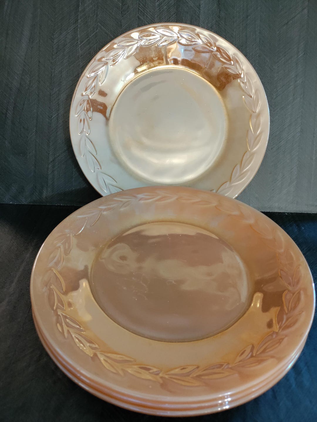 Fire King Peach Lusterware Vintage All Looks Unused Plates, Saucers ...