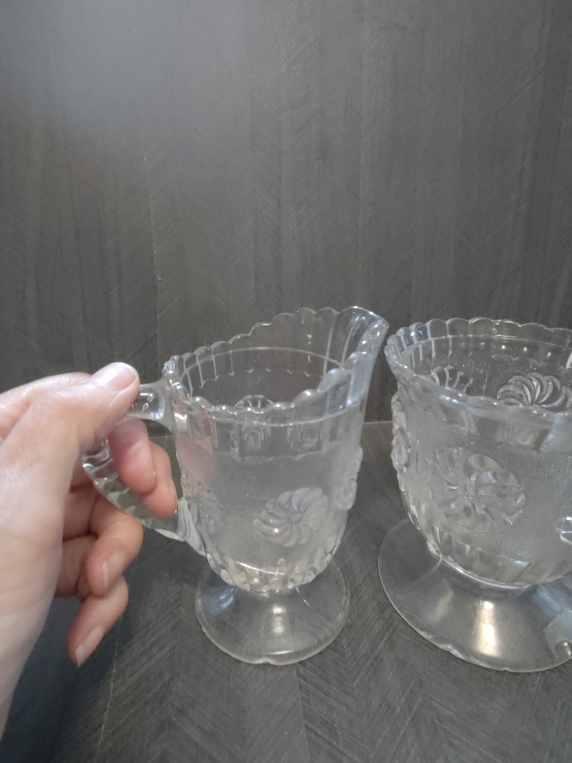 Roman Rosette Antique Sugar and Creamer Pressed Clear Glass - Etsy