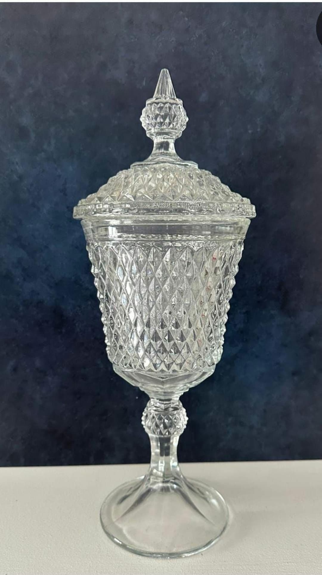 Vintage Pressed Glass Apothecary Jar-tall Ornate Candy Jar-clear ...