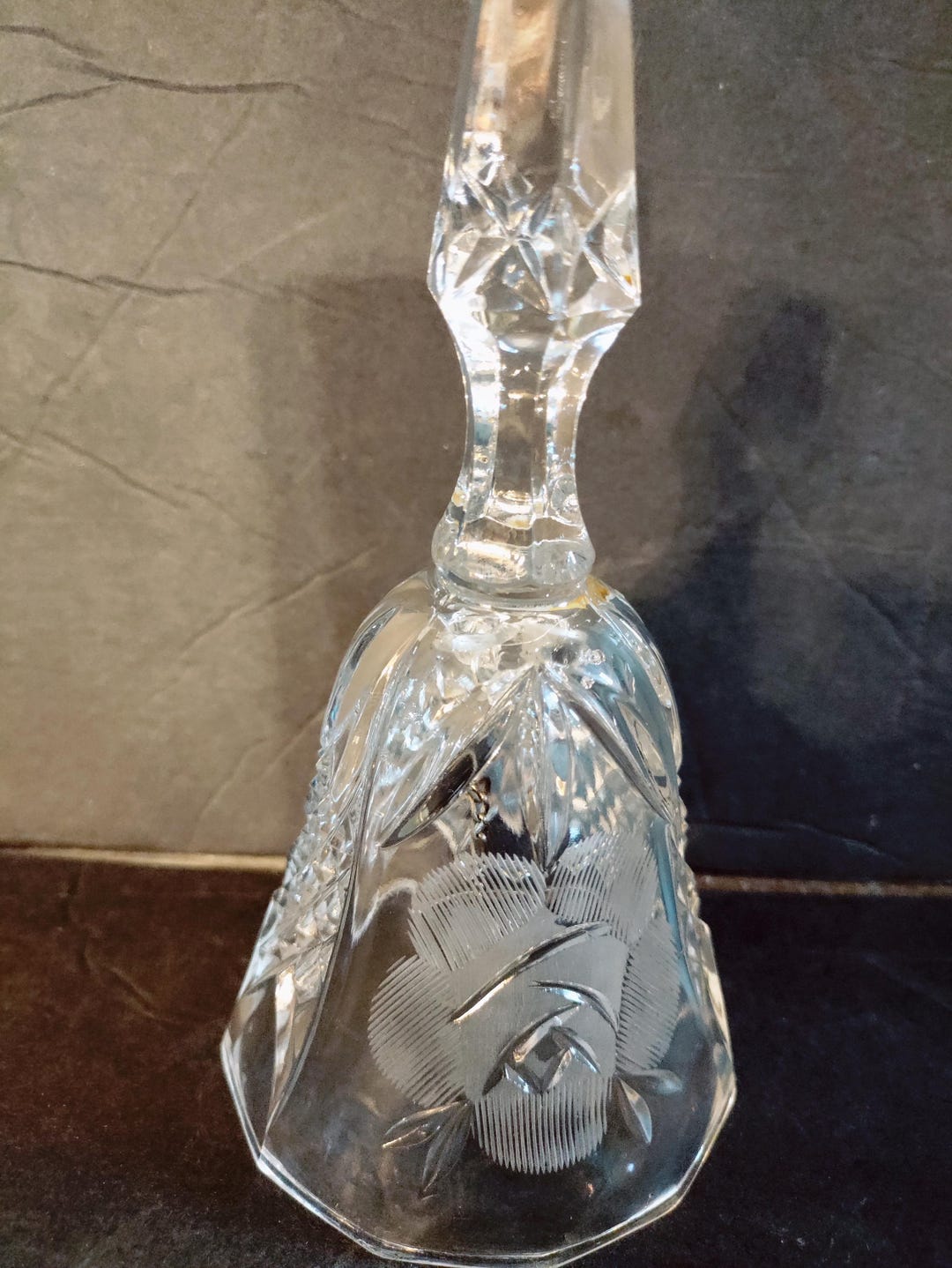 6" Vintage Hand Cut Crystal Etched Dinner Bell, Larger - Etsy