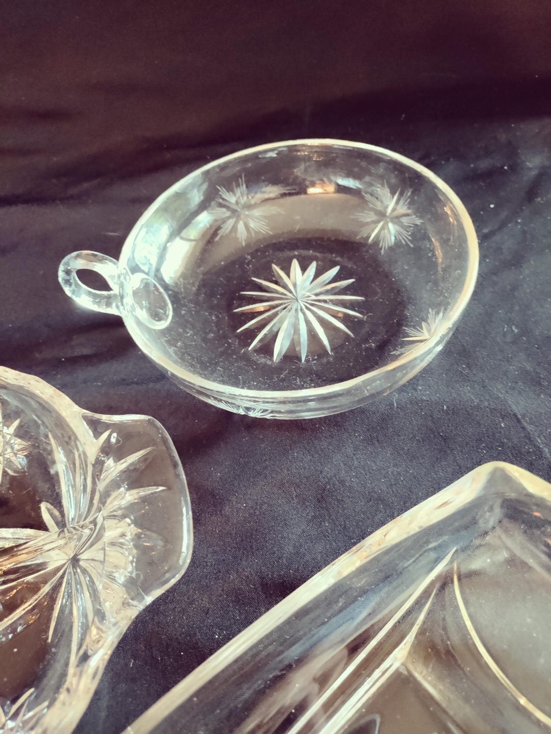 3 PC Vintage Indiana Glass Star If David Glass Divided Relish Tray Plus ...