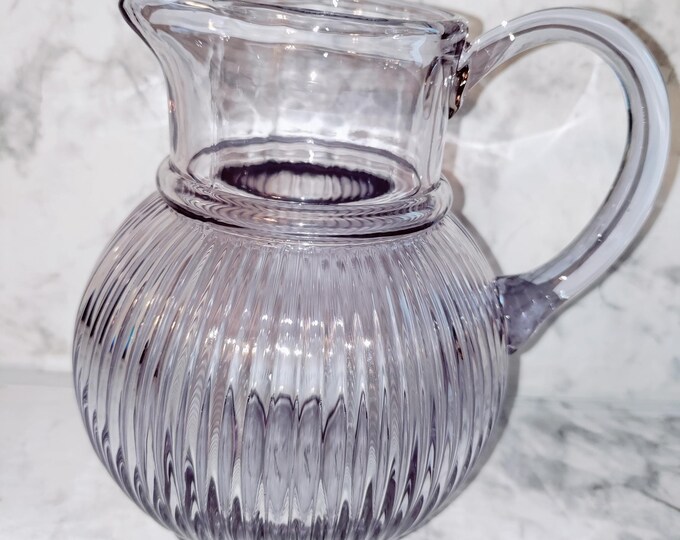 Vintage Ribbed Glass Pitcher, Likely Dating Back to the 1930s During ...
