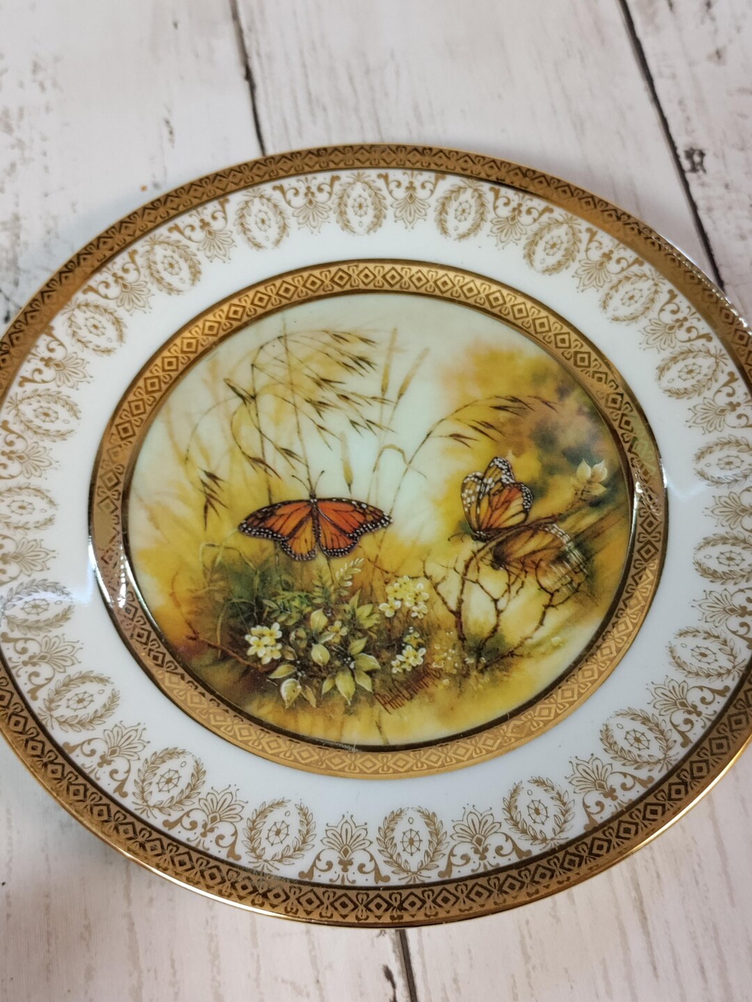 6" Decorator Plate Gold Gilded Butterfly Series Beautiful Porcelain - Etsy