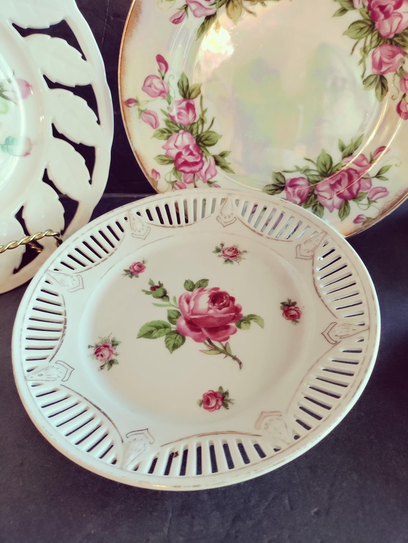 8 PC Collection of Pink Rose China Plates Cups and Saucers and Extra ...