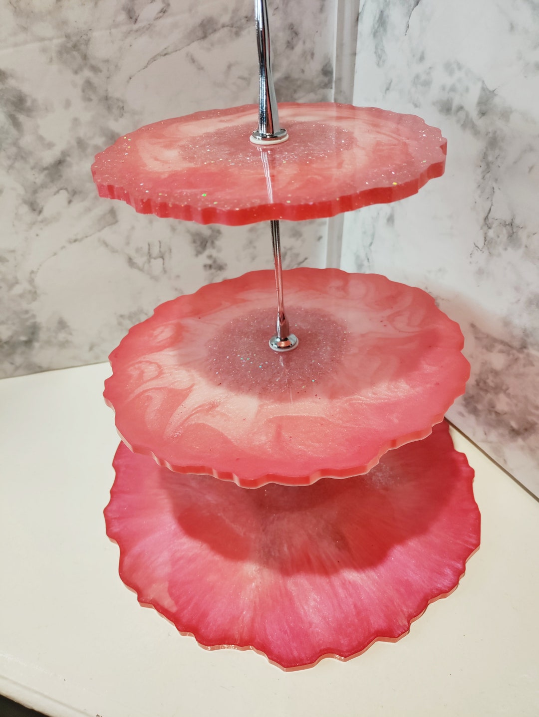 3 Tier Tiered Resin Stand Shades of Pink, White, With Loads of ...