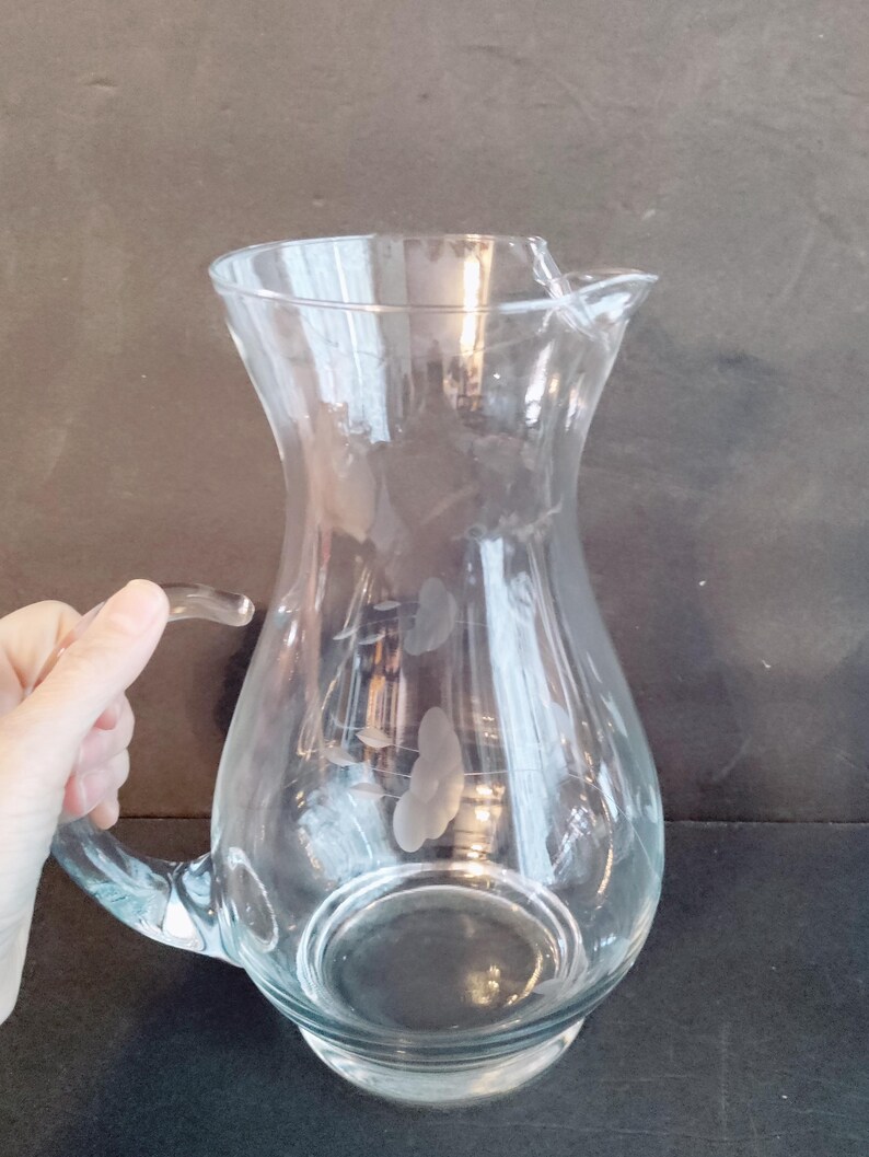 Princess House Etched, Large Glass Pitcher 10" Tall - Etsy