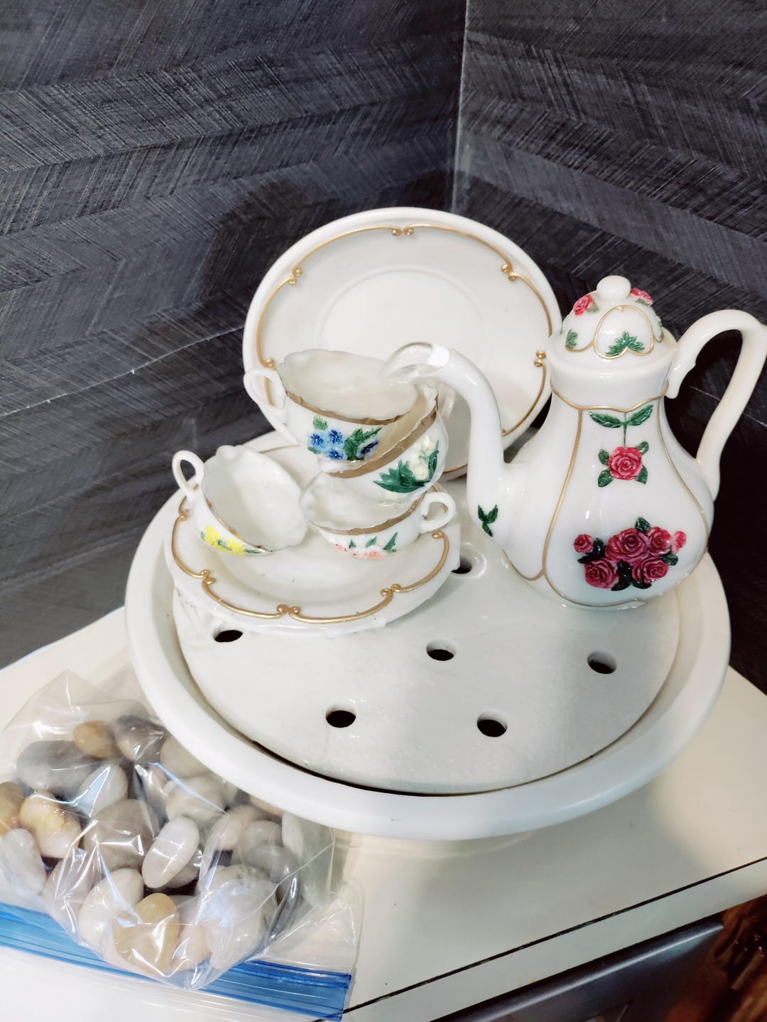Tabletop China Porcelain Teapot Water Fountain Spring is Coming ...