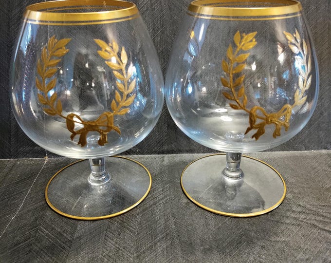 Set Vintage Napoleon Brandy Cognac Single Drinking Glass French Empire ...