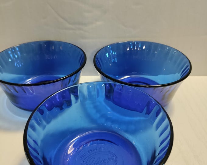 Vintage Colorex Brazil Cobalt Blue Ramekins Glass Custard Dessert Fruit ...