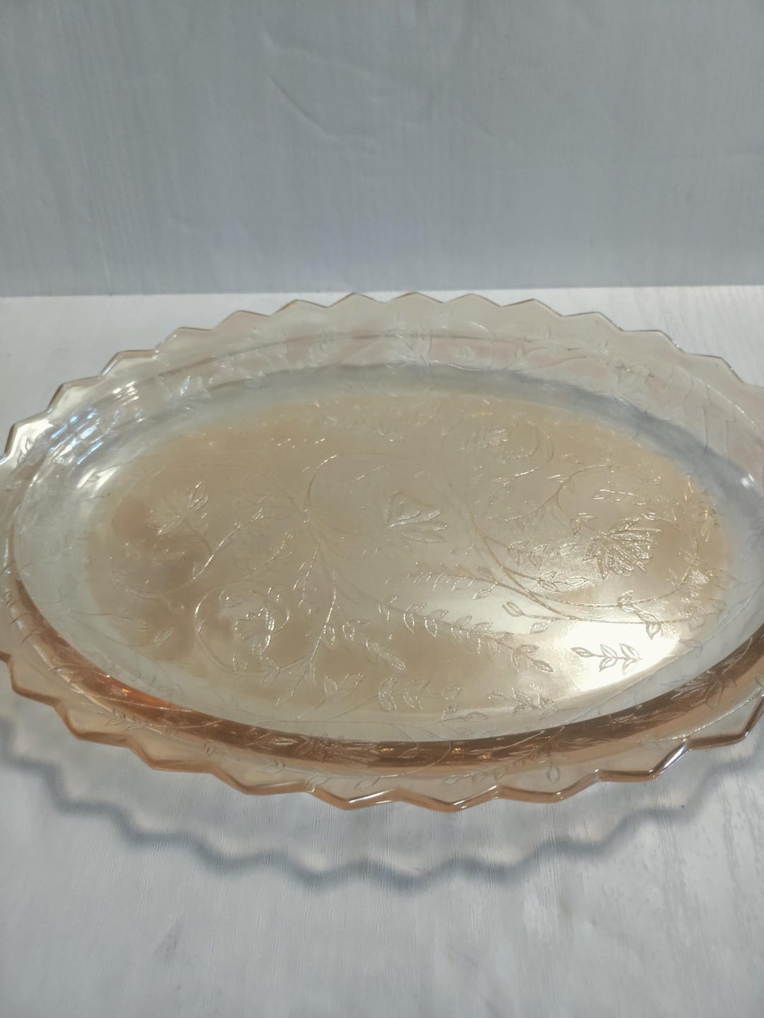 Midcentury Iridescent Carnival Glass Jeanette Floragold Louisa Pattern ...