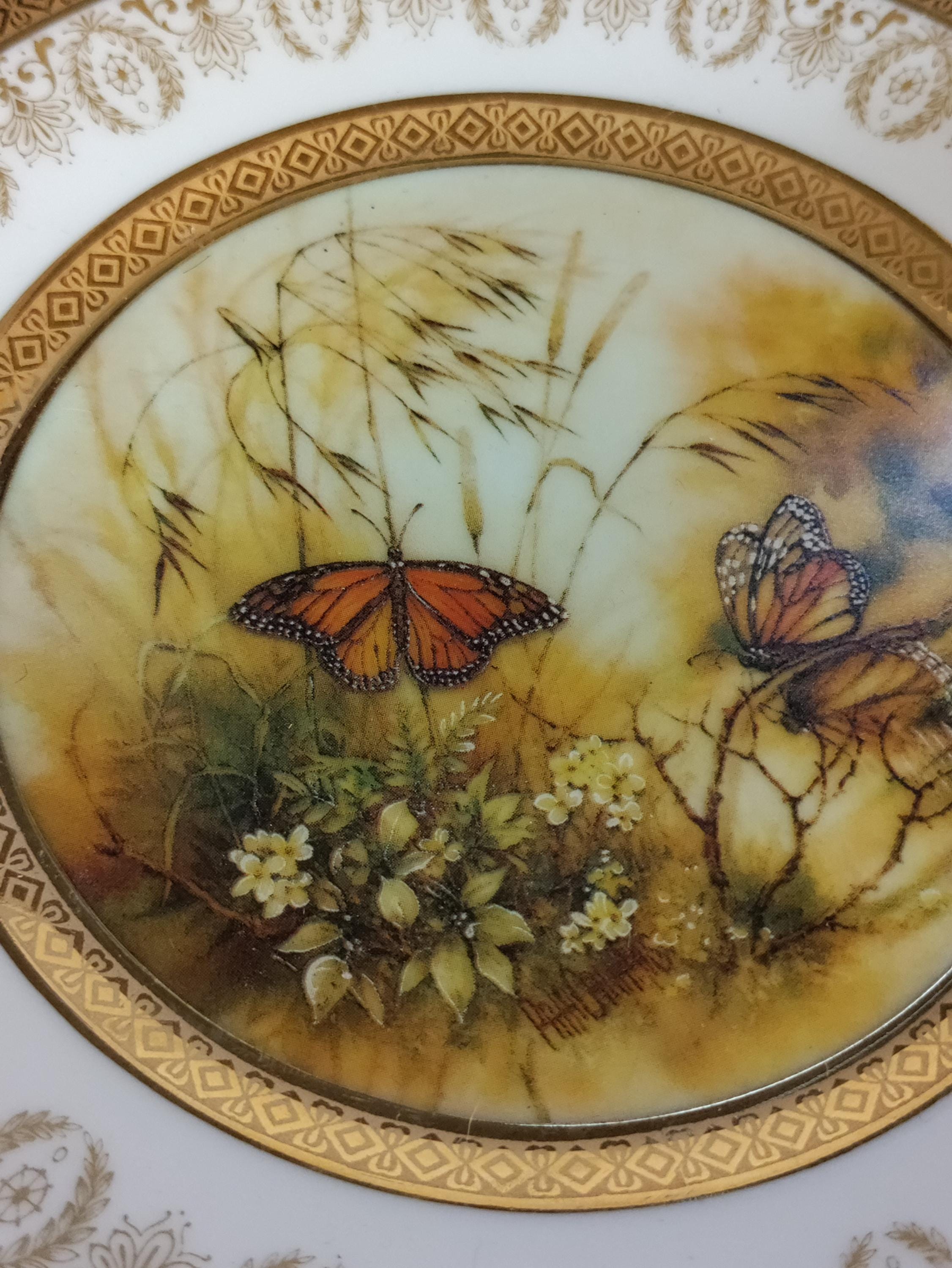 6" Decorator Plate Gold Gilded Butterfly Series Beautiful Porcelain - Etsy
