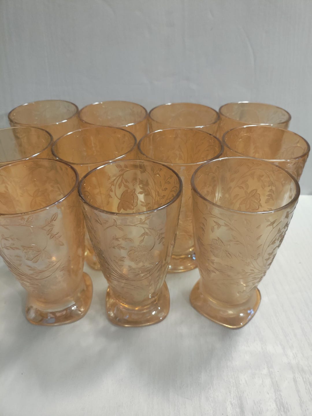 10oz Tumblers Vintage Marigold Glass Floragold Pattern Carnival Glass ...
