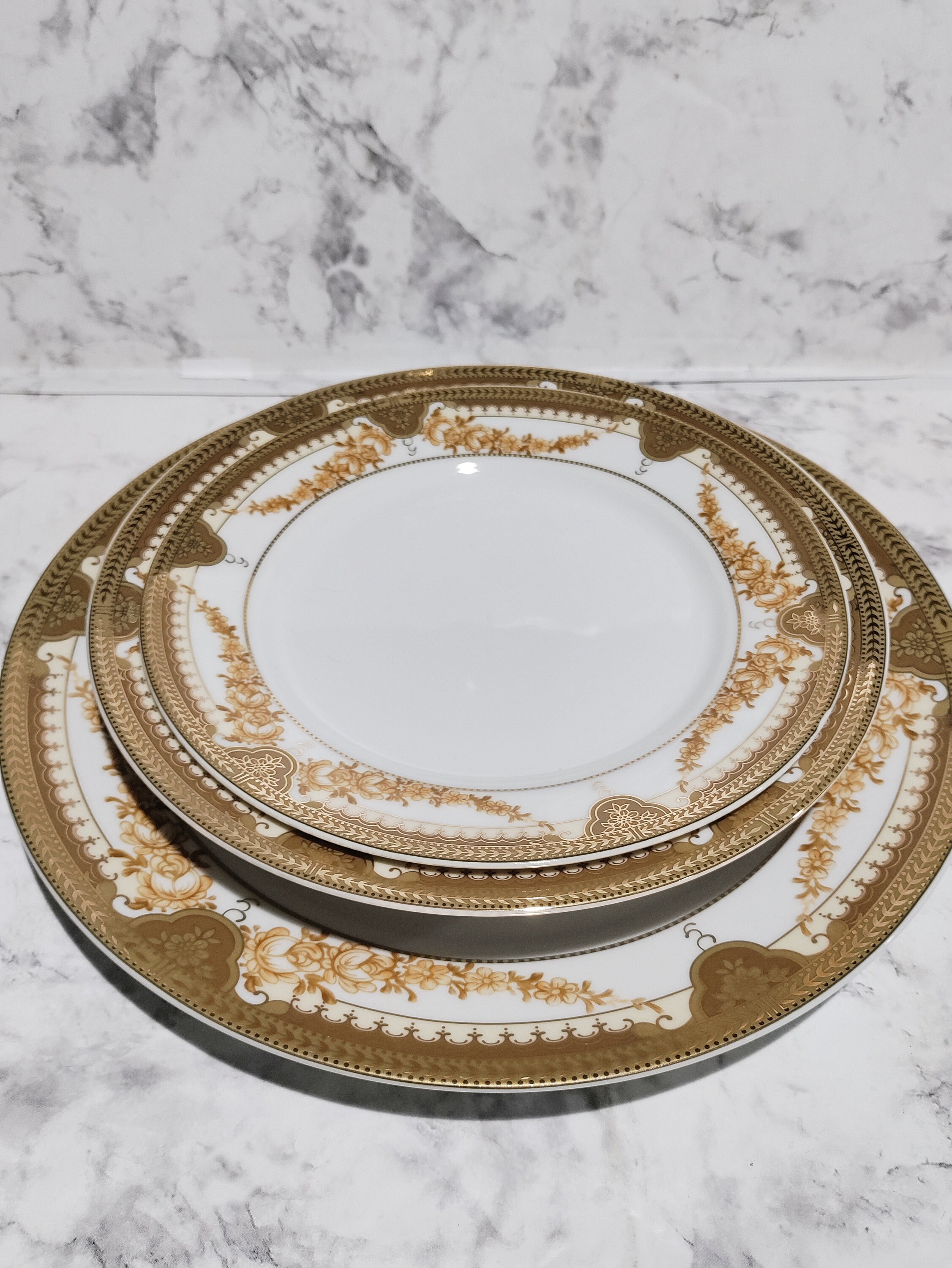 6 PC Vintage Place Setting 22k Gold Gilded Exquisite Pegasus Excellent ...
