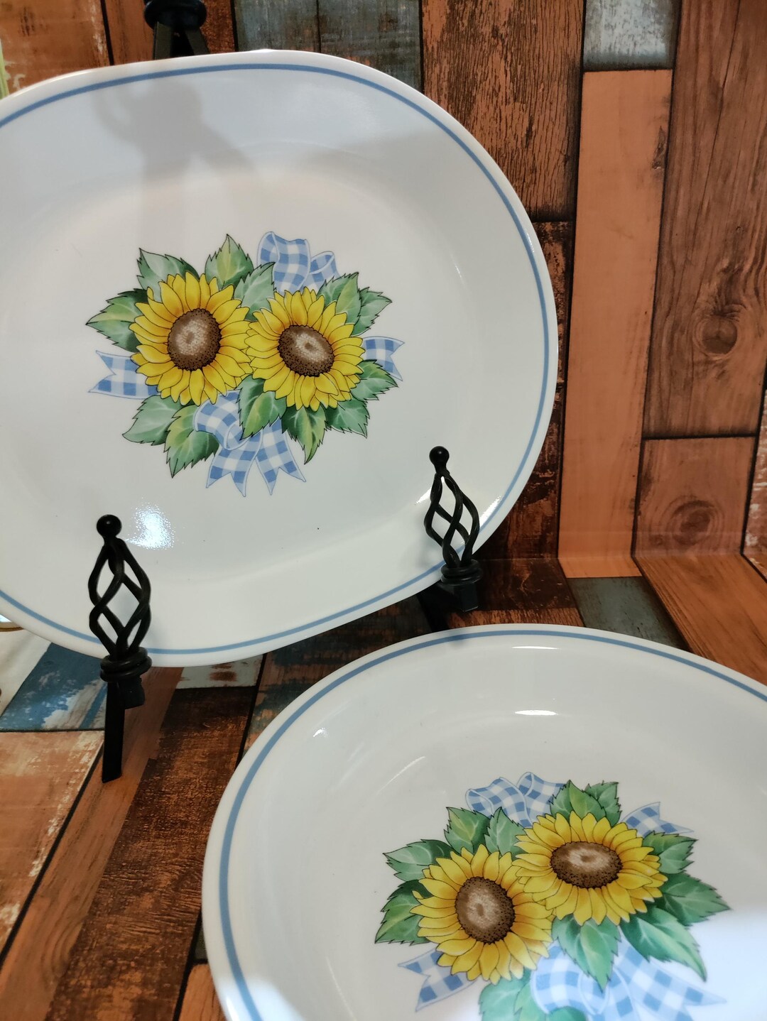 Vintage Corelle Sunsations Sunflower Pie Plate and Platter Sunflowers ...