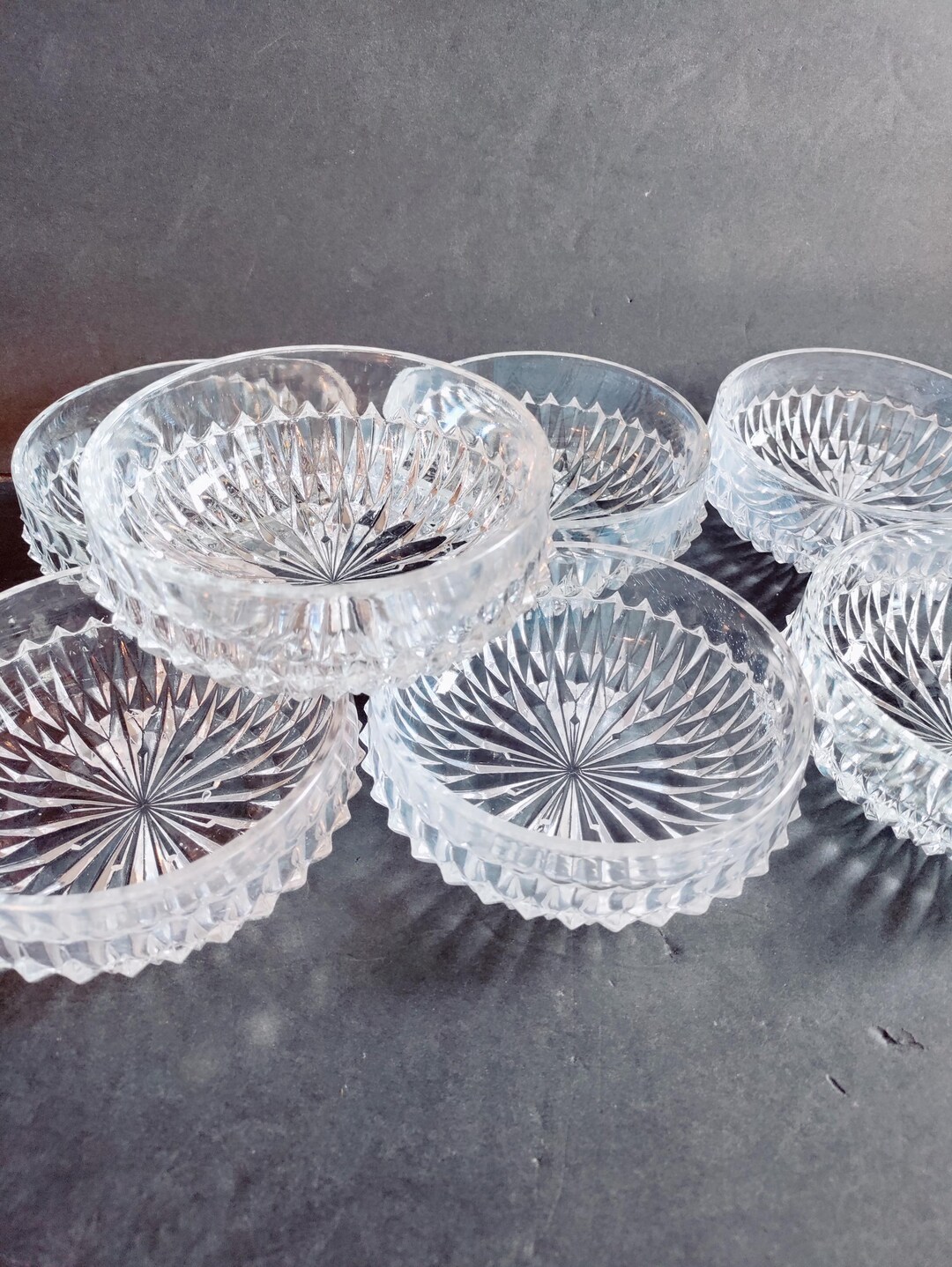 Set of 7 Antique Brilliant Deep Cut Diamond Shaped Crystal Very Heavy ...