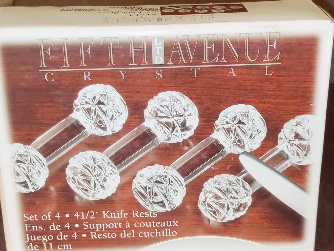 Crystal Knife Rest Faceted Cut Large Vintage Set of 4 Crystal Utensil ...