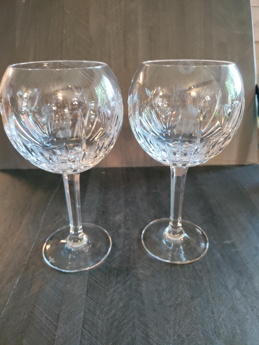 2 Tall 8 Inch Waterford Crystal Hearts Wine Goblets Glasses Vintage ...