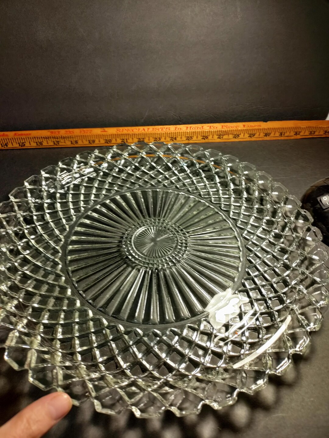 Vintage Diamond Cut Glass Cake Plate Heavy 14 Inch Platter - Etsy