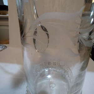 Antique Large Long Glass Water Pitcher Clear Glass Heavy Hand Blown ...